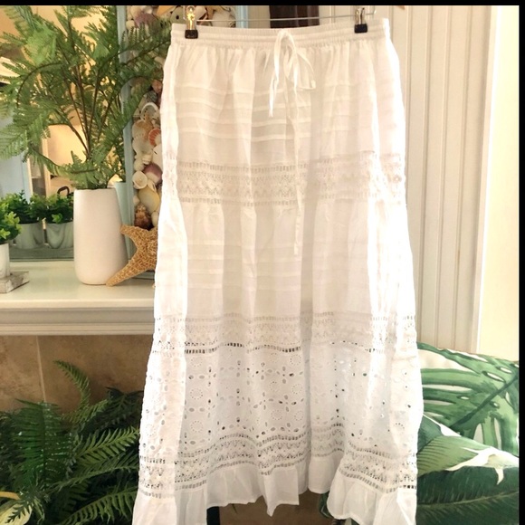 Skirts | Gypsie Blu Nwt White Lace Boho Gypsy Maxi Skirt Large | Poshmark